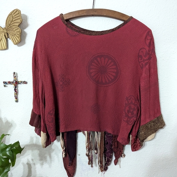 Tops | 525 Boho Maroon Handmade Crop Top | Poshmark